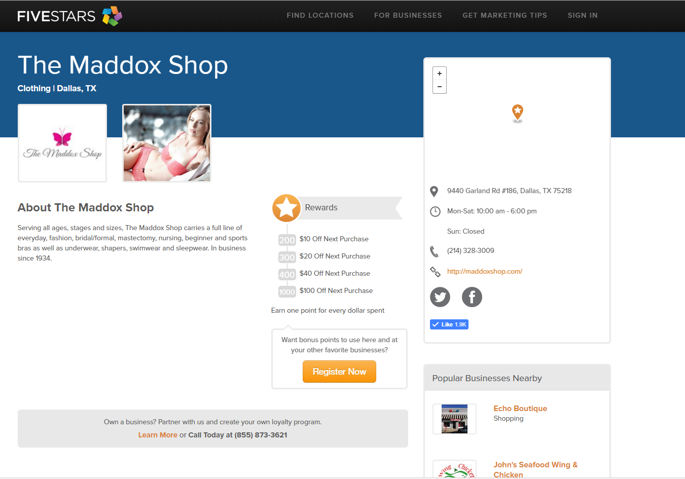 Increase customer visits with FiveStars Reward Program